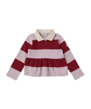 Moncler Striped Long Sleeve Cotton Polo Shirt