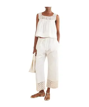 Calle Del Mar Cotton Wideleg Pants