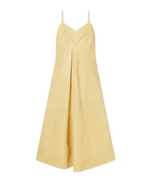Calvin Klein Pleated Leather Slip Midi Dress