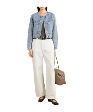 Veronica Beard Cropped Embellished Denim Jacket