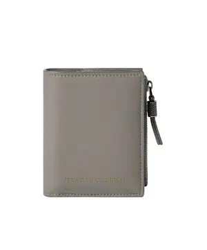 Brunello Cucinelli Grained Calfskin Compact Wallet With Shiny Zipper Pull