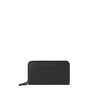 Brunello Cucinelli Grained Calfskin Wallet With Shiny Zipper Pull - Black