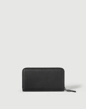 Brunello Cucinelli Grained Calfskin Wallet With Shiny Zipper Pull