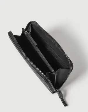 Brunello Cucinelli Grained Calfskin Wallet With Shiny Zipper Pull