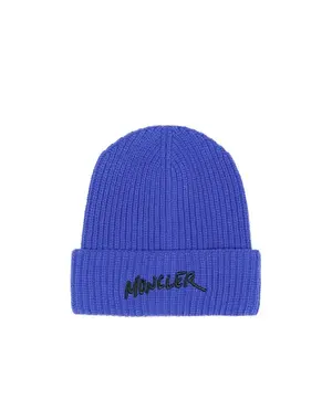 Moncler Ribbed Knit Hat - Blue