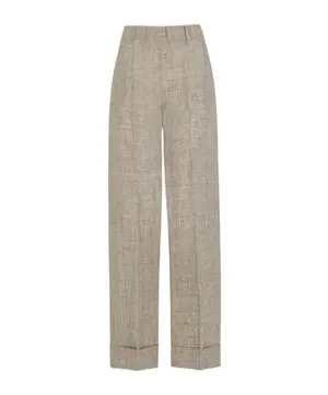 D.exterior Linen Turn-up Trousers