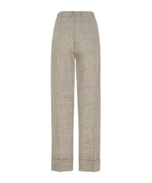 D.exterior Linen Turn-up Trousers