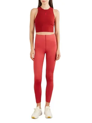 On Highwaisted Stretch Running Leggings - Red