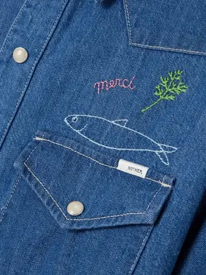MOTHER Embroidered Western Denim Shirt