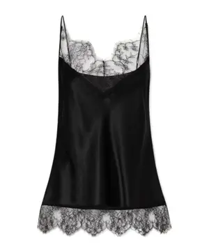 Carine Gilson Lace-trimmed Silk-satin Camisole