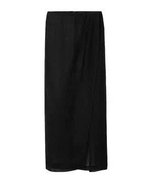Lisa Marie Fernandez Pleated Crinkled Linen-blend Gauze Pareo - Black