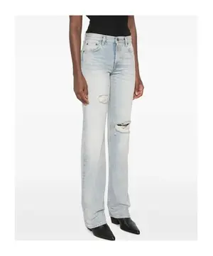 HAIKURE Distressed Straight-leg Jeans