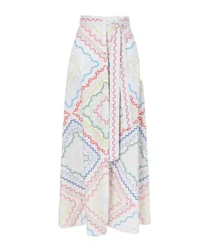 MARY KATRANTZOU Colorful Geometricpattern Tiewaist Midi Skirt - White