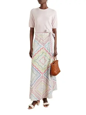 MARY KATRANTZOU Colorful Geometricpattern Tiewaist Midi Skirt