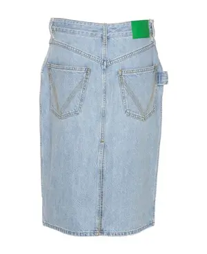 Bottega Veneta Light Bleached Denim Midi Skirt - Blue