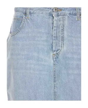 Bottega Veneta Light Bleached Denim Midi Skirt - Blue