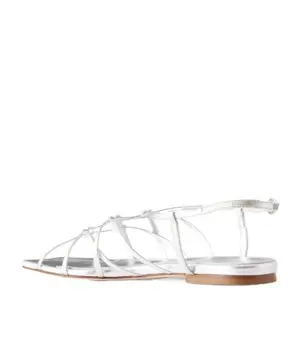AeydĒ Metallic Leather Flat Sandals - Silver