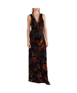 Anna Sui Velvet Devoré Maxi Dress - Black