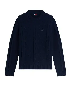 Tommy Hilfiger Tommy Flag Cable Knit Jumper - Dark Blue