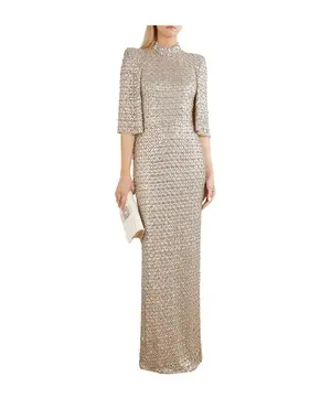 Jenny Packham Sedona Crystal-embellished Sequined Tulle Gown