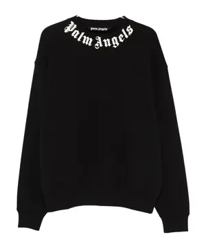Palm Angels Neck Logo Crewneck Sweatshirt
