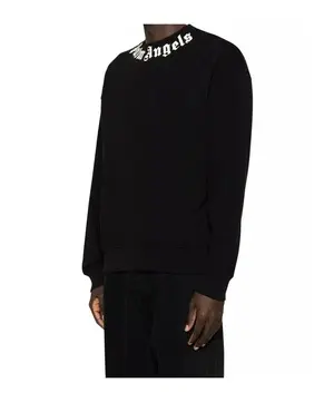 Palm Angels Neck Logo Crewneck Sweatshirt