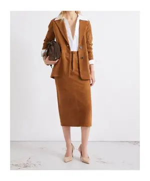 Marella Suede Pencil Skirt - Camel