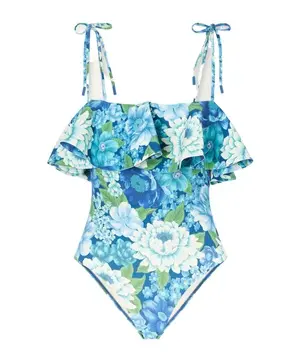 ALEMAIS Margo Ruffled Floral-print Swimsuit