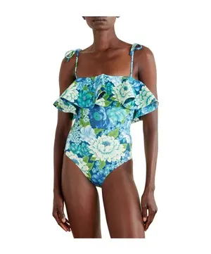 ALEMAIS Margo Ruffled Floral-print Swimsuit