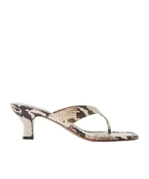 PARIS TEXAS Snake-effect Leather Mules