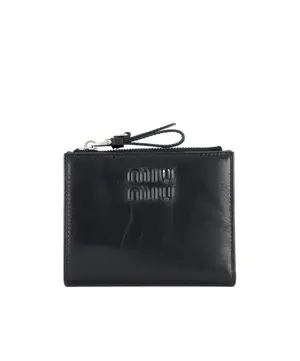 Miu Miu Small Logo-embossed Leather Wallet - Black