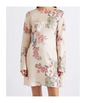 Marella Printed Long-sleeve Dress - Nude