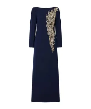 Jenny Packham Bead-embellished Crepe Gown - Black