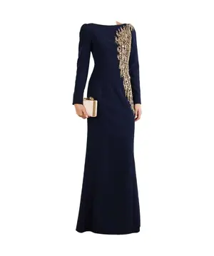 Jenny Packham Bead-embellished Crepe Gown - Black