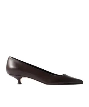 AeydĒ Squaretoe Thinheel Leather Pumps - Black