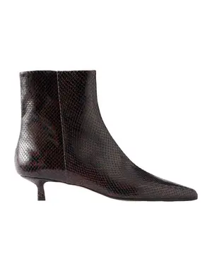 AeydĒ Pointedtoe Snakeprint Ankle Boots
