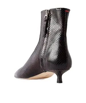 AeydĒ Pointedtoe Snakeprint Ankle Boots