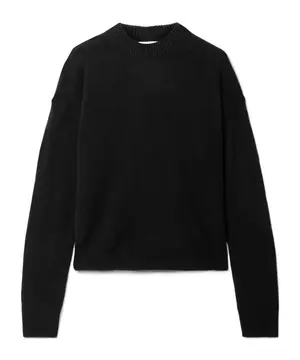 ALLUDE Black Cropped Knit Sweater