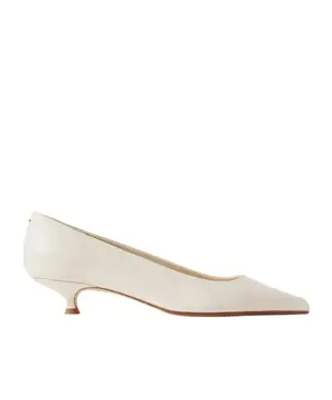 AeydĒ Squaretoe Lowheel Leather Pumps - White