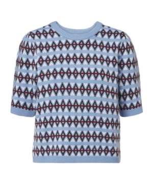 FRAME Jacquard Wool-cashmere Sweater - Blue