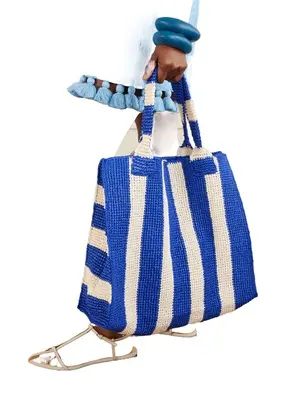 LOEFFLER RANDALL Striped Woven Tote Bag