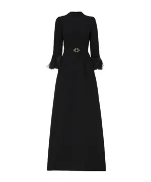 Andrew Gn Feathertrimmed Crepe Gown