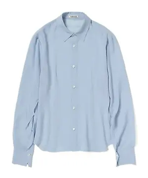 Auralee Silk Georgette Long-sleeved Shirt