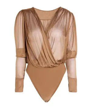 Saint Laurent Long-sleeved V-neck Bodysuit