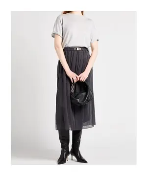 Brunello Cucinelli Buckle Belt Organza Skirt