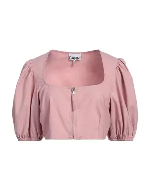 GANNI Solid Color Cropped Top - Pink