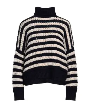 Brunello Cucinelli Striped Turtleneck Knit Sweater