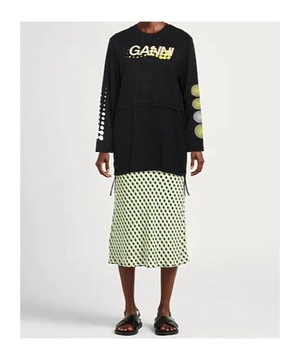 GANNI Printed Long-sleeve T-shirt