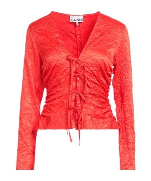 GANNI Satin Long Sleeve Top