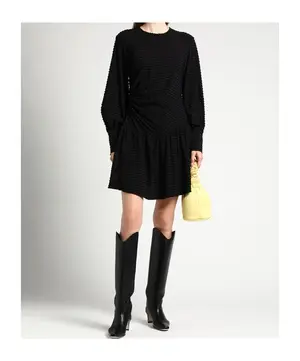 GANNI Long Sleeve Crew Neck Dress